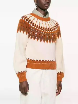 I BLUES Crystal-embellished Jacquard-knit Sweater