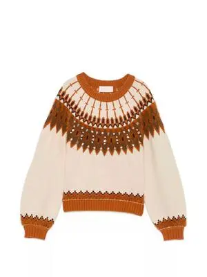 I BLUES Crystal-embellished Jacquard-knit Sweater - Neutrals