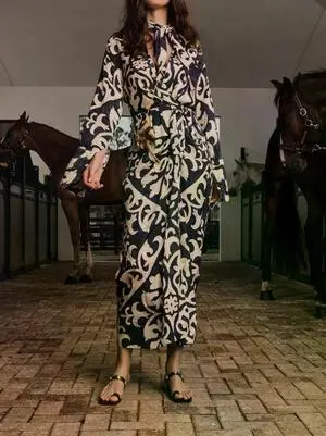 Johanna Ortiz Unmooring Wrap Midi Dress
