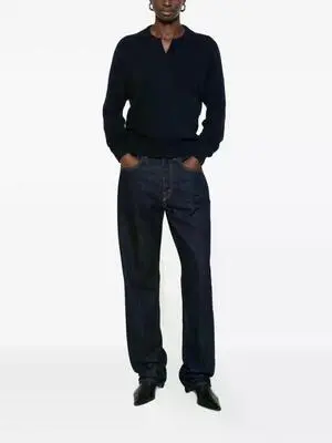 PUROTATTO Navy Cashmere Cable-knit Sweater