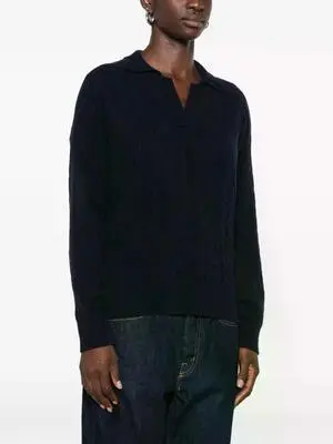 PUROTATTO Navy Cashmere Cable-knit Sweater