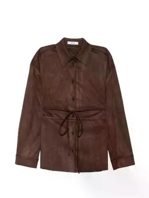 ELEH Belted Faux-suede Shirt - Brown