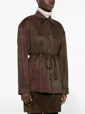 ELEH Belted Faux-suede Shirt