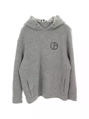 Giorgio Armani Logo Embroidered Hoodie - Grey