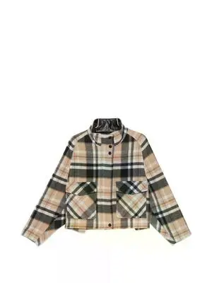 Pinko Double-layered Check-pattern High-neck Coat