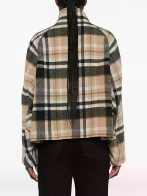 Pinko Double-layered Check-pattern High-neck Coat