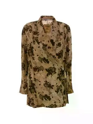 UMA WANG Floral-print Wrap Blazer - Brown