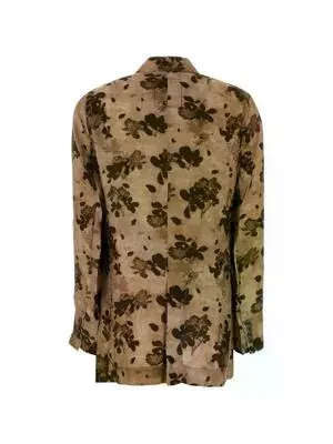UMA WANG Floral-print Wrap Blazer - Brown