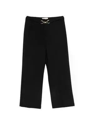I BLUES Cropped Trousers With Horsebit Detail - Black