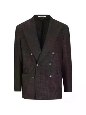 Tagliatore Double-breasted Micro-check Jacket - Brown