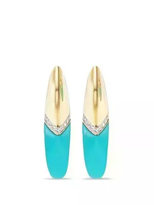EMILY P. WHEELER 18k Yellow Turquoise And Diamond Hoop Earrings - Gold