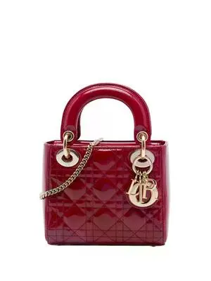 Dior Mini Patent Cannage Lady Satchel - Red