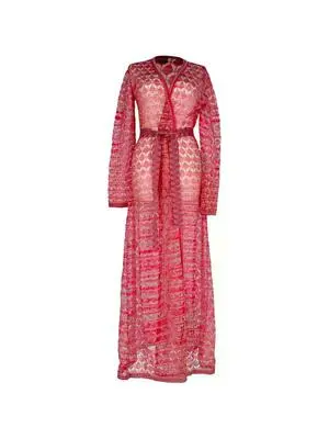 Missoni Geometric Pattern Belted Maxi Cover-up Dress