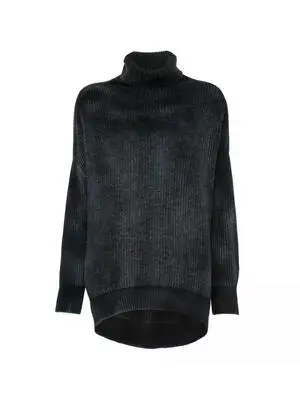 Avant Toi Ribbed Knit Roll Neck Sweater - Blue