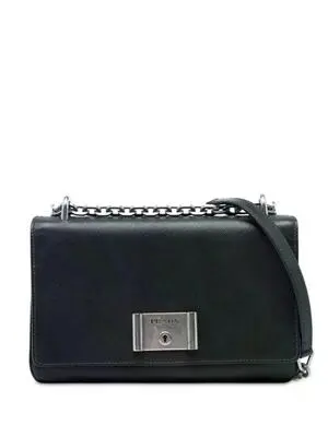 Prada Saffiano Lux Lock Chain Flap Crossbody Bag