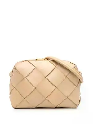 Bottega Veneta Lambskin Intreccio Cassette Camera Cross Body Bag - Neutrals