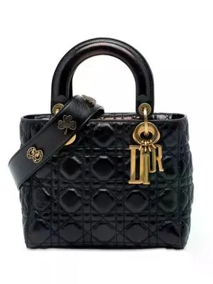 Dior 2018 Small Patent Cannage Lady Satchel - Black