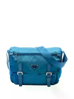 Prada Tessuto Zip Double Buckle Messenger Bag