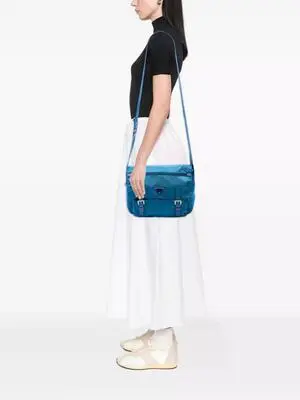 Prada Tessuto Zip Double Buckle Messenger Bag