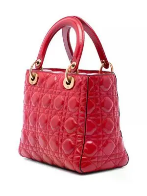 Dior 2018 Medium Crinkled Patent Cannage Supple Lady Satchel