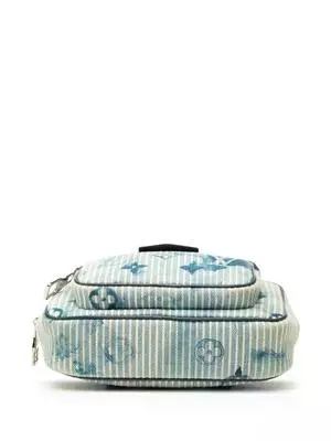 LOUIS VUITTON Monogram Denim Watercolor Hickory Stripes Outdoor Pouch Cross Body Bag