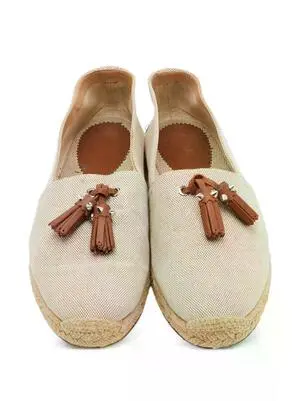 CHRISTIAN LOUBOUTIN Beige Canvas Tassel Embellished Espadrilles