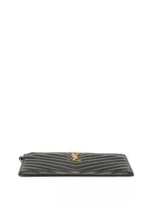 Saint Laurent Grain De Poudre Matelasse Cassandre Zip Pouch Clutch Bag