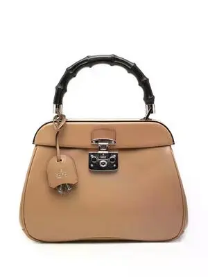 Gucci Smooth Calfskin Bamboo Lady Lock Handbag - Neutrals
