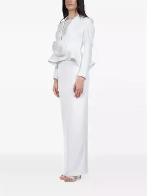 ARAFTU Floral Appliqué Peplum Maxi Dress