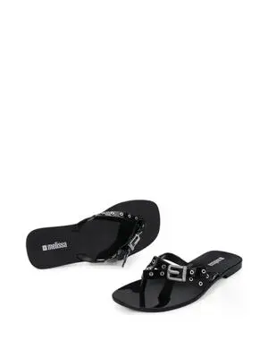 Melissa Squared Bow Detail Flip Flops - Black