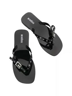 Melissa Squared Bow Detail Flip Flops - Black