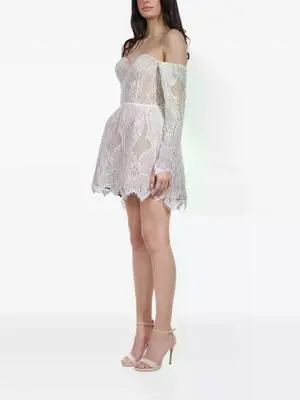 ARAFTU Sequin-embellished Lace-overlay Off-the-shoulder Mini Dress