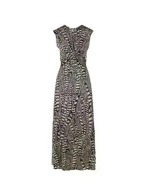 Johanna Ortiz Silent Rising Feather-print Maxi Dress - Black