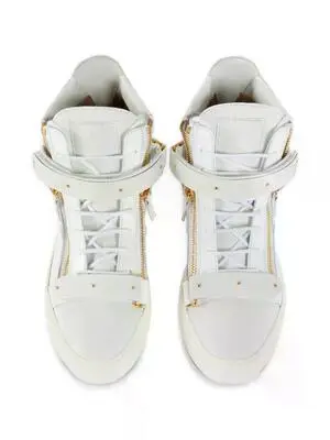 GIUSEPPE ZANOTTI Coby Patent Leather High Top Sneakers With Gold Tone Zippers