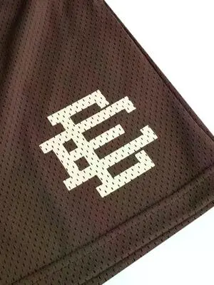 ERIC EMANUEL Logo Print Mesh Shorts - Brown