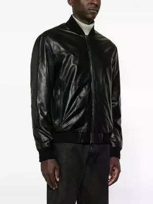 Canali Zip-up Leather Jacket
