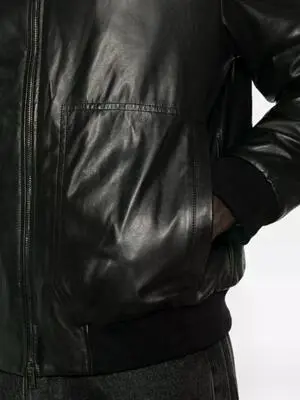 Canali Zip-up Leather Jacket