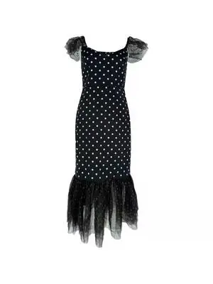 Staud Polka Dot Tulle Trim Dress