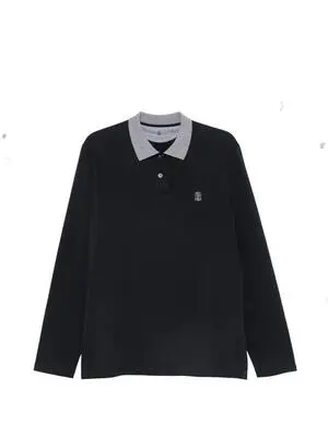 Brunello Cucinelli Long-sleeve Polo Shirt Blue