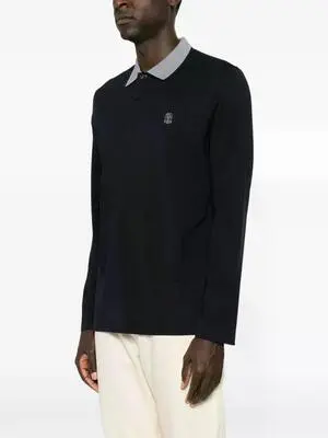 Brunello Cucinelli Long-sleeve Polo Shirt - Blue
