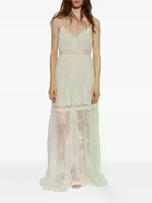 LoveShackFancy Lace-trim Embroidered Maxi Dress - Neutrals