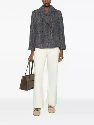 NIU Check-pattern Double-breasted Jacket