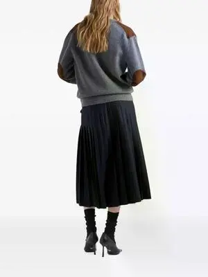Prada Wool And Suede Cardigan With Logo Detail