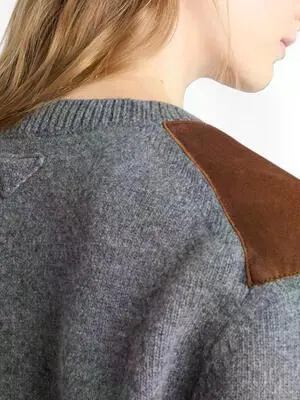 Prada Wool And Suede Cardigan With Logo Detail