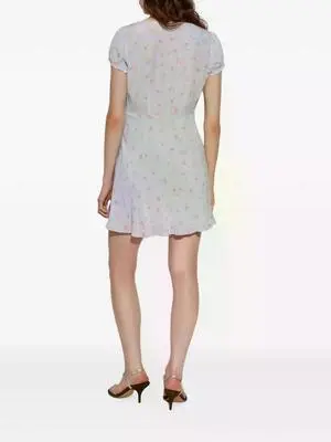 LoveShackFancy Floral Print Lace Trim Mini Dress