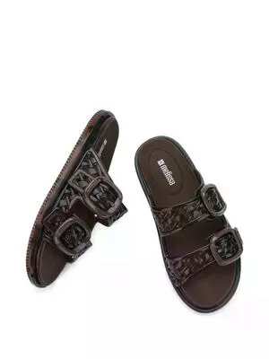 Melissa Possession Buckle Fastening Slides - Brown