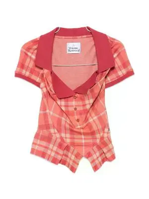 VIVIENNE WESTWOOD Tartan Print Peplum Polo Top