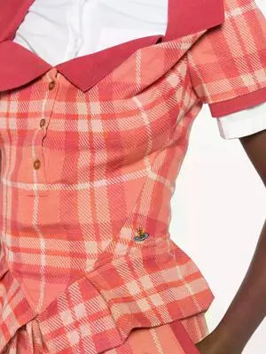 VIVIENNE WESTWOOD Tartan Print Peplum Polo Top