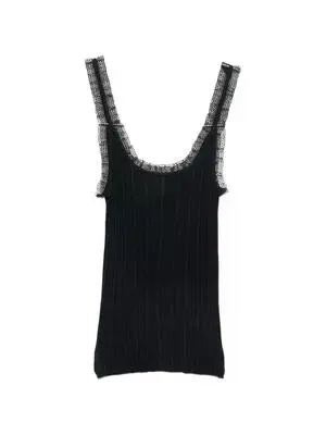 FORTE_FORTE Lace-trimmed Ribbed Tank