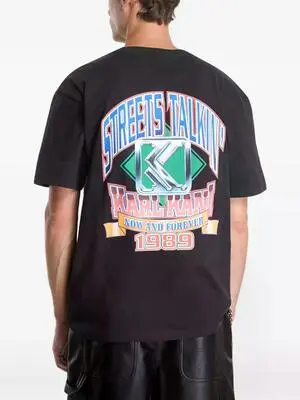 KARL KANI Logo-embroidered Graphic-print T-shirt